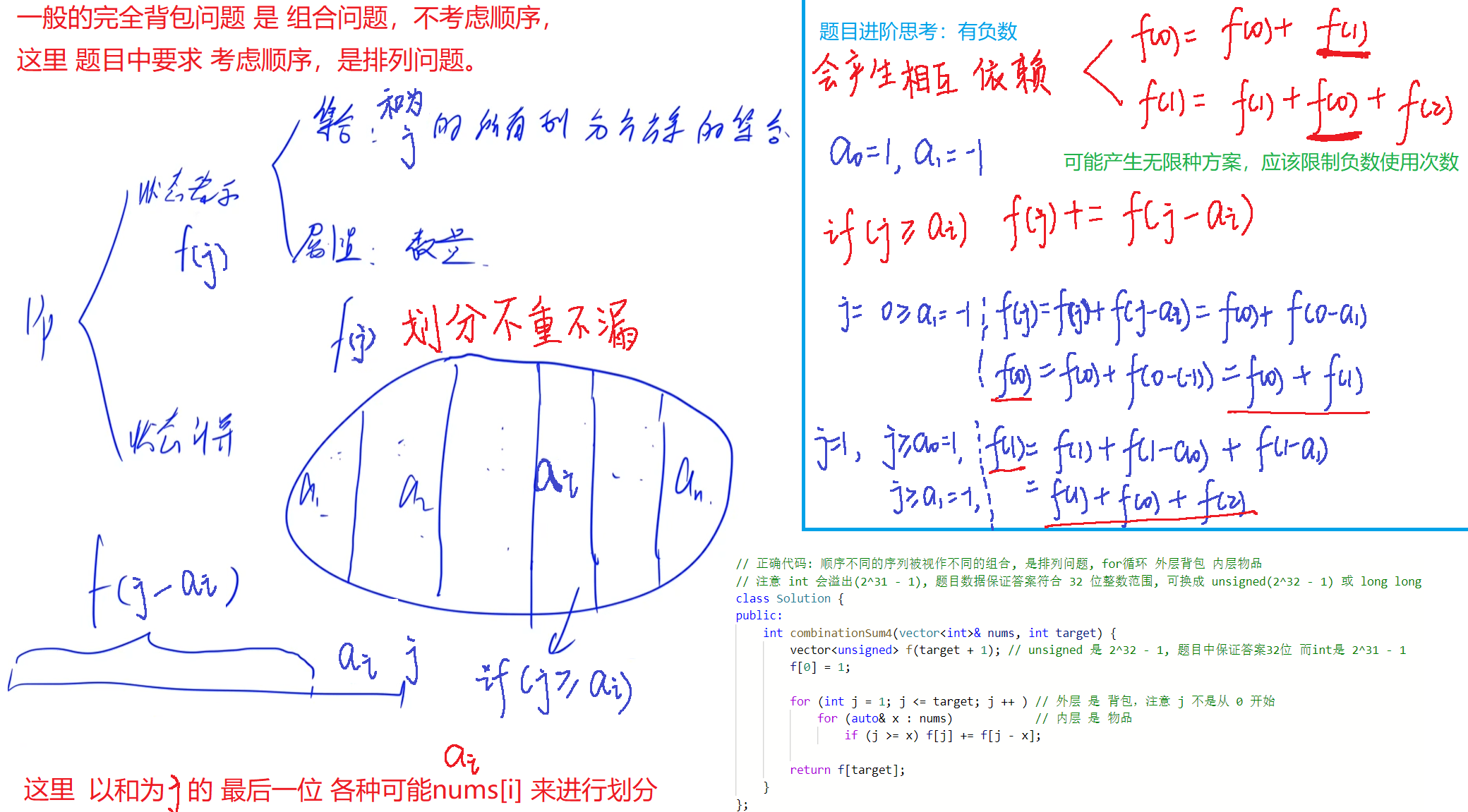 Leetcode 377 组合总和 Ⅳ Acwing